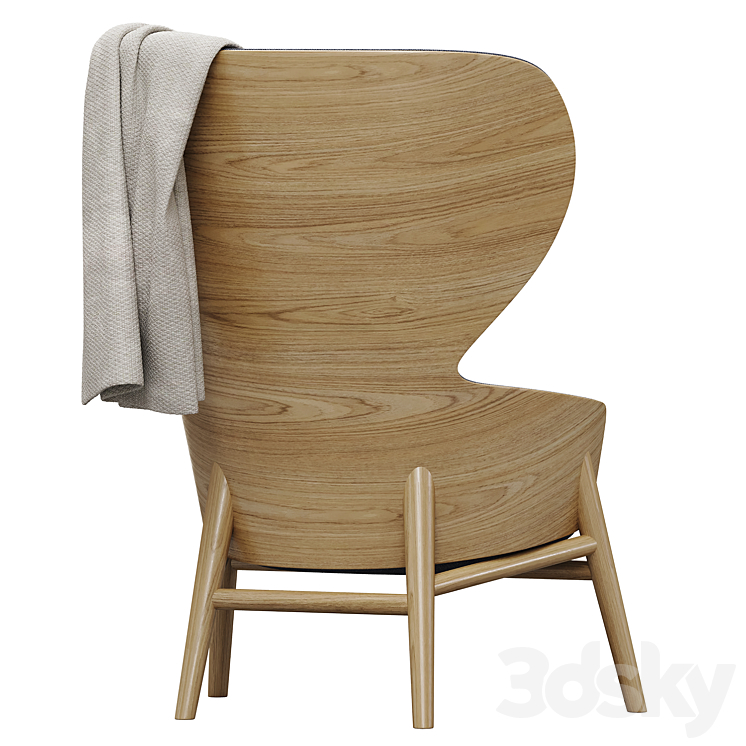 Hygge High Back Oak Chair - Arm chair - 3D model