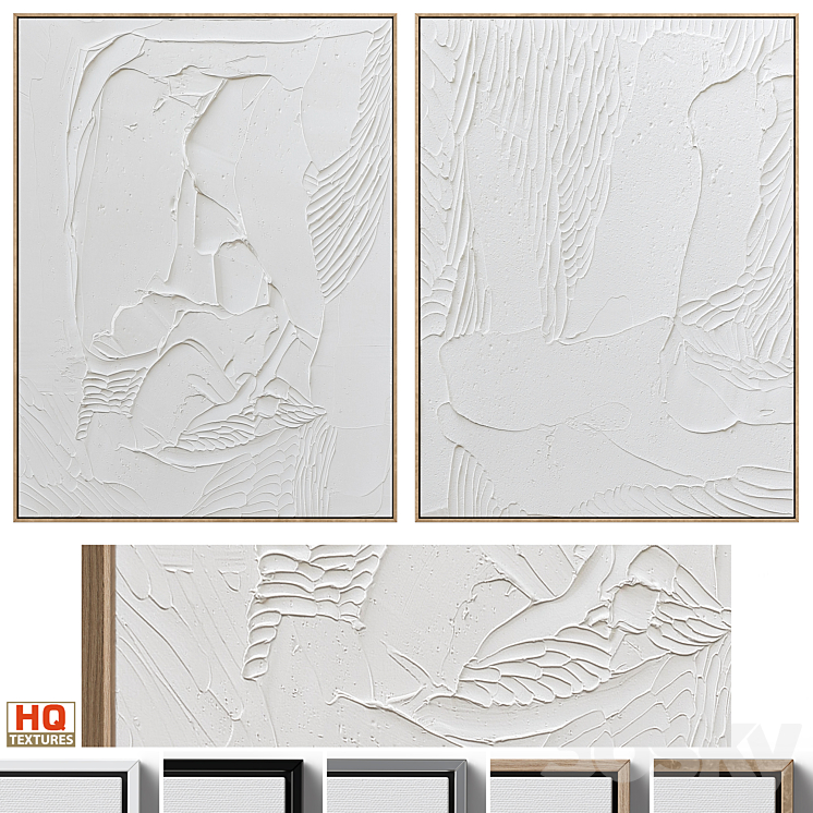 [3DSKY] White Textural Plaster Wall Art C-438 3D Model | NEW UPDATE 2023