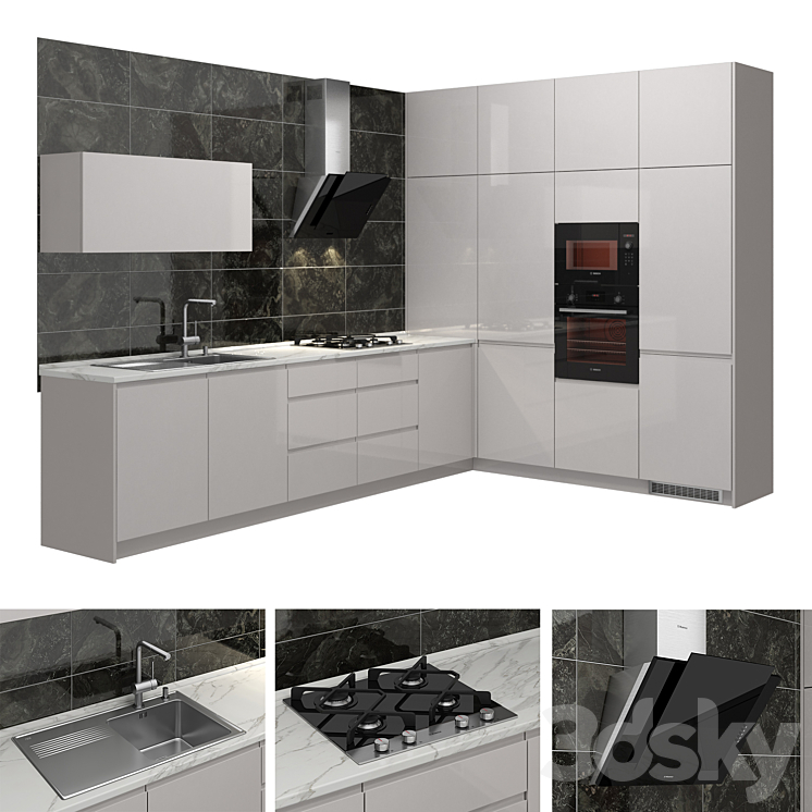 Corner Kitchen - Kitchen - 3D model