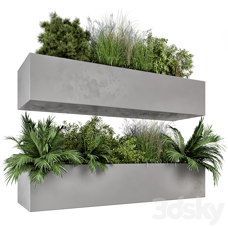 [3DSKY] Hanging Plants Set In Gray Pot - Set 717 3D Model | NEW UPDATE 2023