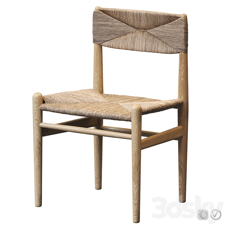 [3DSKY] Rustic Wood And Woven Chair - Set 01 3D Model | NEW UPDATE 2023