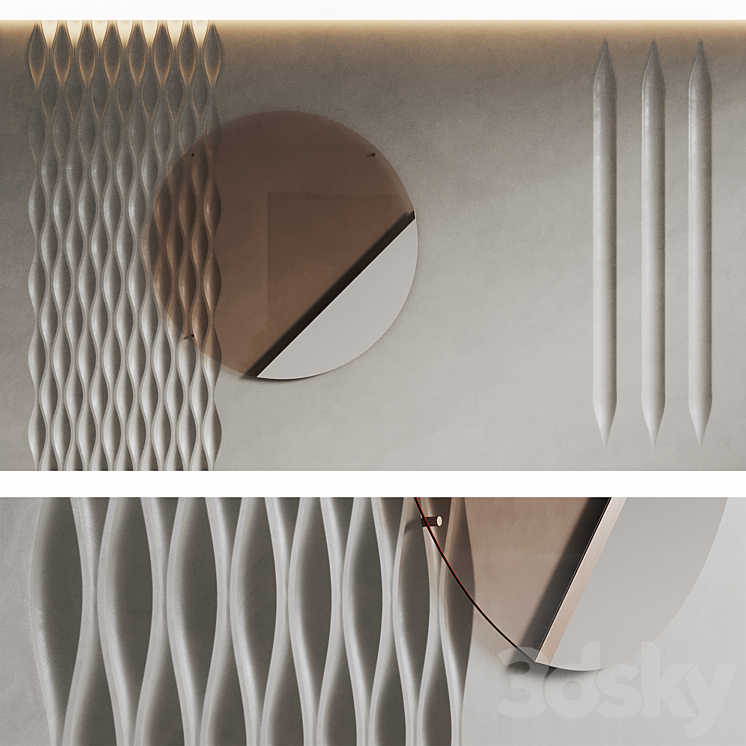 Wave decorative wall panel - Other decorative objects - 3D model