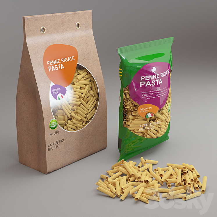 Penne Pasta Packets - Food and drinks - 3D model