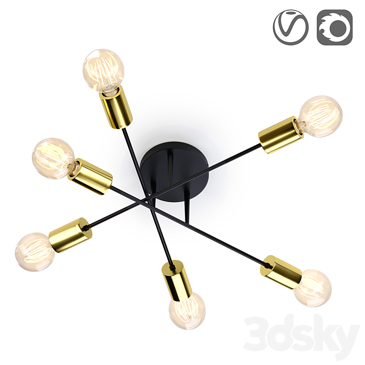 Designer ceiling lamp Cross - Pendant light - 3D model