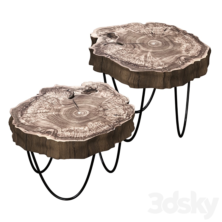 Tables made of elm slab - Table - 3D model