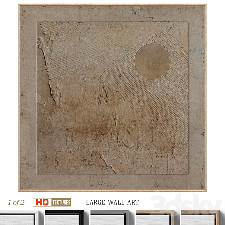 Boho Textural Plaster Landscape Wall Art C-603 - Frame - 3D model