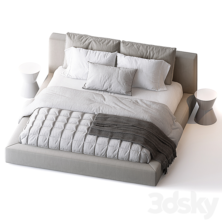 Rh Cloud Slipcovered Platform Bed Bed 3d Model