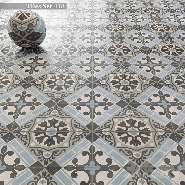 Tiles set 418 - Tile - 3D model