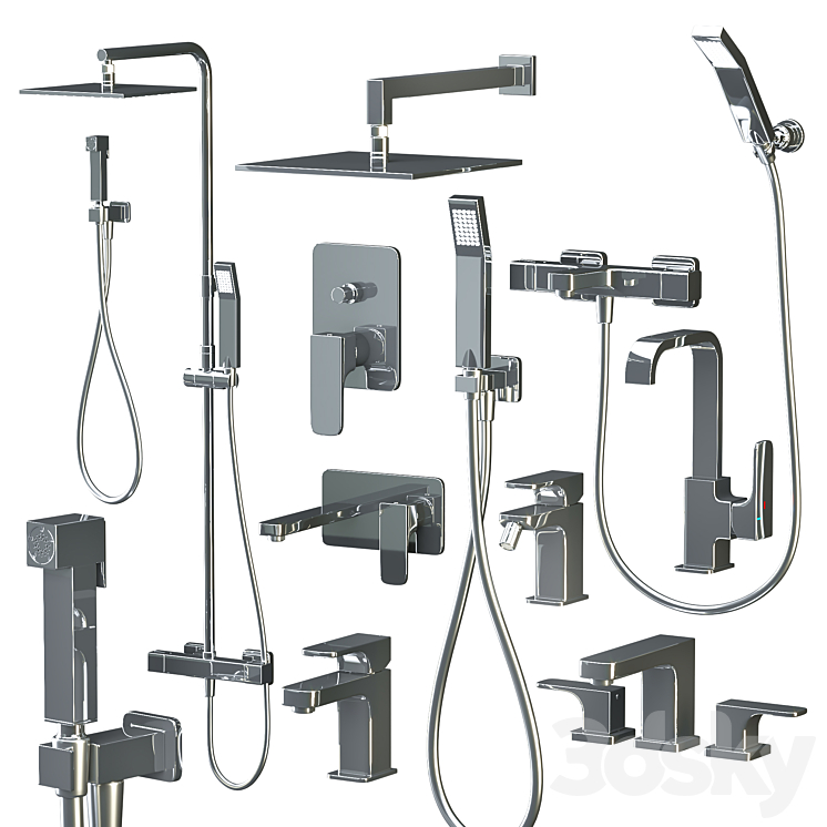 Cisal CUBIC shower and faucet set - Faucet - 3D model