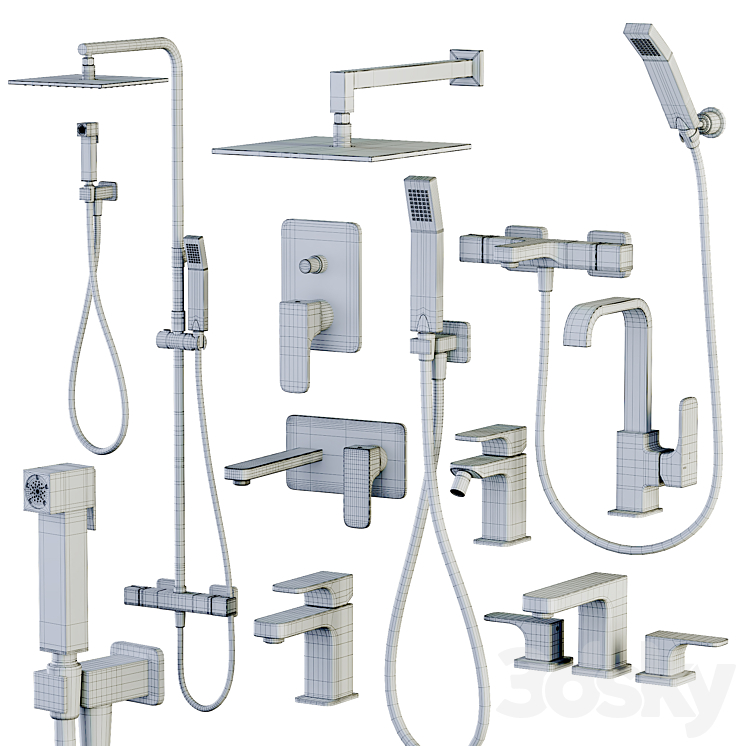Cisal CUBIC shower and faucet set - Faucet - 3D model