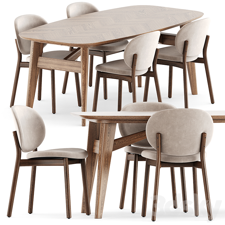 Ines chairs and Abrey dining table by Calligaris - Table + Chair - 3D model