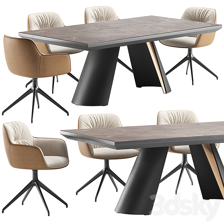 Apian Table and Cocoon Chair / Calligaris - Table + Chair - 3D model
