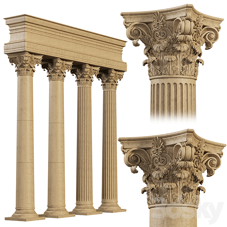 columns - Decorative plaster - 3D model