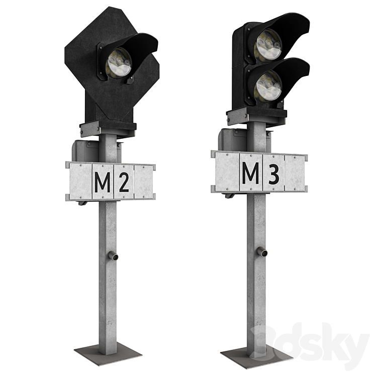 Dwarf traffic light, pack No. 1 - Urban environment - 3D model
