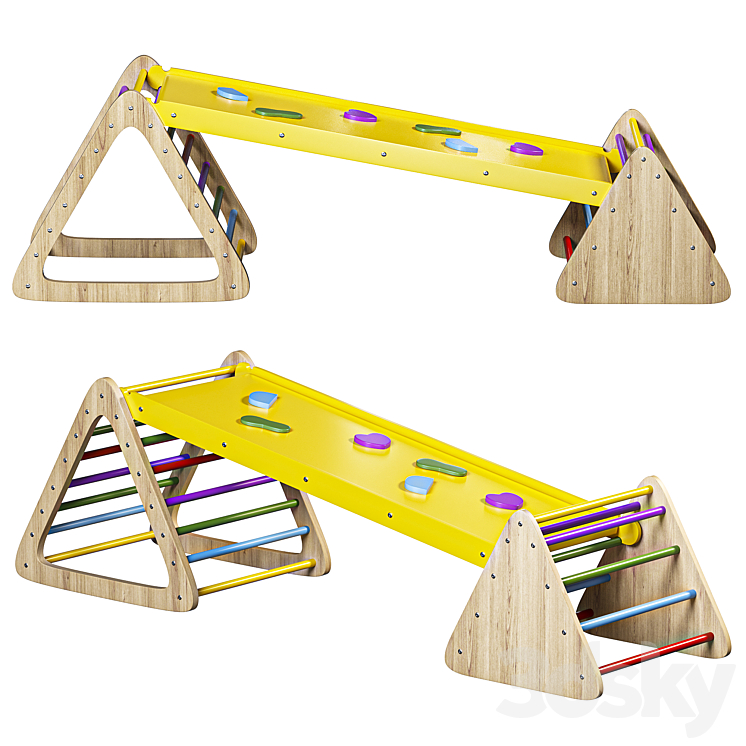 Kids Triangle Climber With Ramp - Playground - 3D model