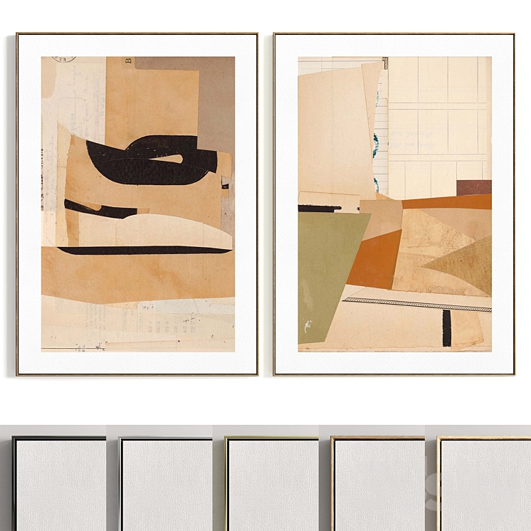 Plaster Two Photo Frames T-424 - Frame - 3D model