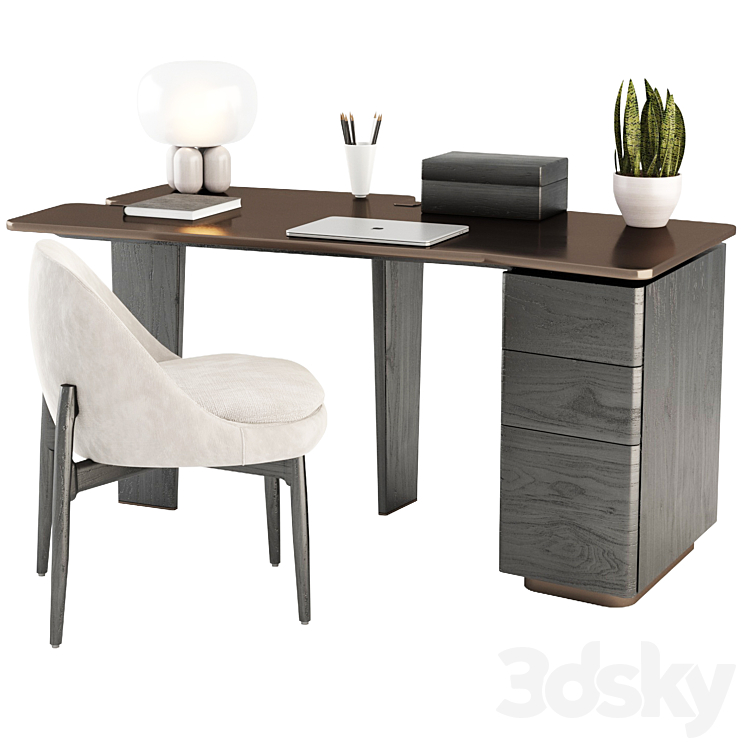 Jacob Writing Desk and Sendai chair - Office furniture - 3D model