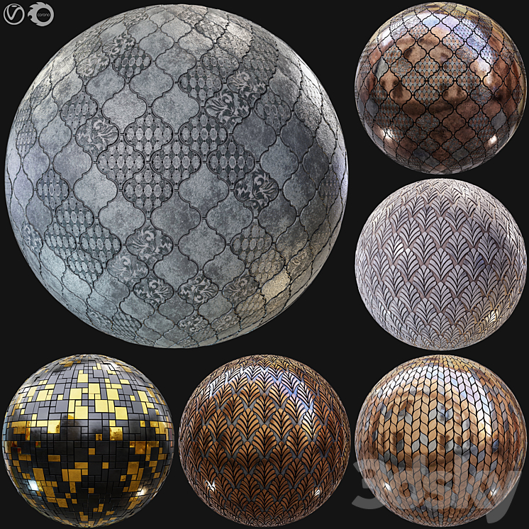 Wall Mosaic Tile PBR Material Vol5 - Tile - 3D model