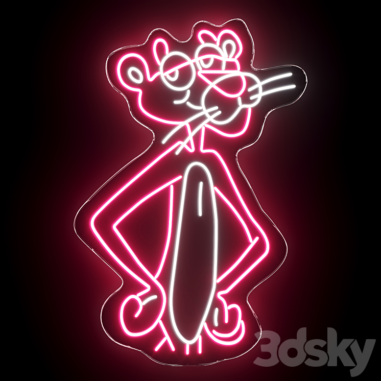 Pink Panther Neon Sign - Neon - 3D model