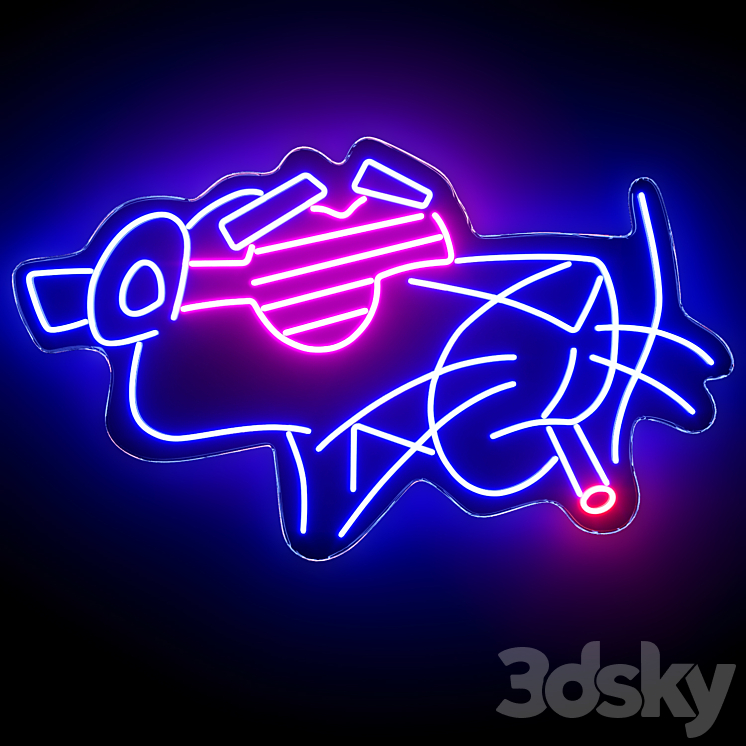 Pink Panther Neon Sign - Neon - 3D model