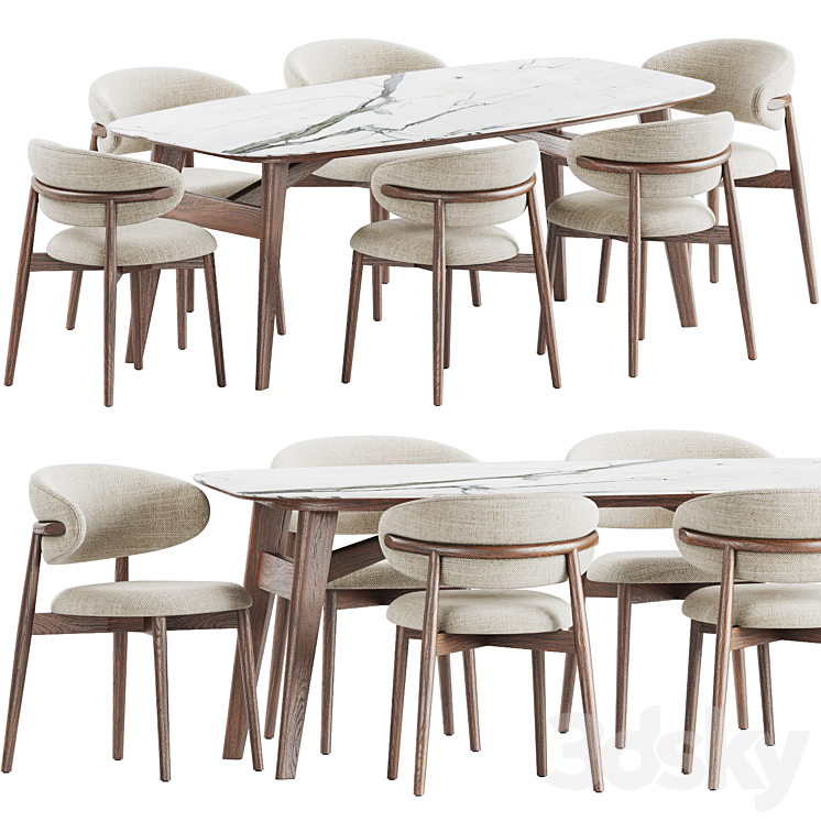 Oleandro Chair & Abrey Table by Calligaris - Table + Chair - 3D model