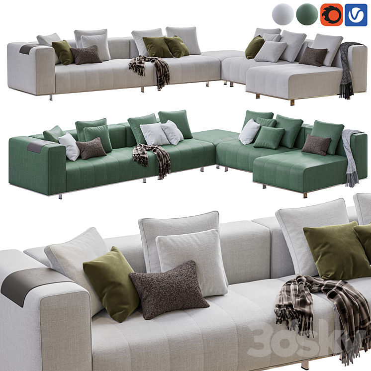 Minotti Goodman Modular Sofa With Ottoman - Sofa - 3D model