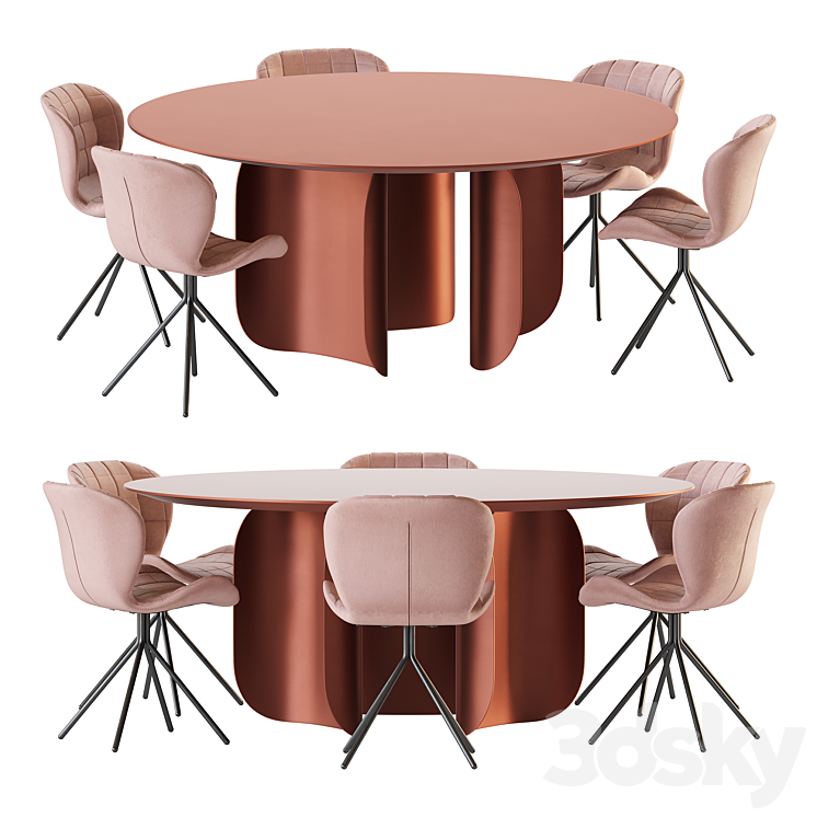 OMG chair BARRY ROUND table - Table + Chair - 3D model