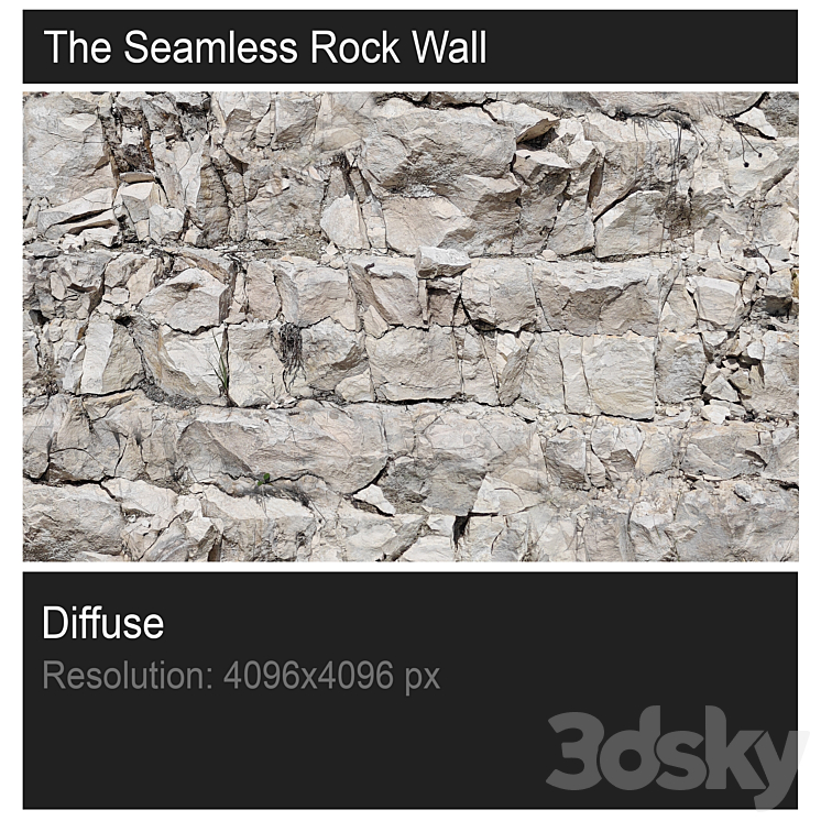The Seamless Rock Wall Texture - Stone - 3D model