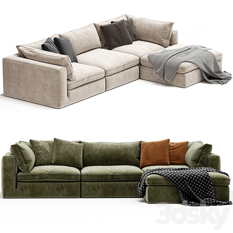 Mateo 4 Piece Modular Sectional Romo Linen - Sofa - 3D model