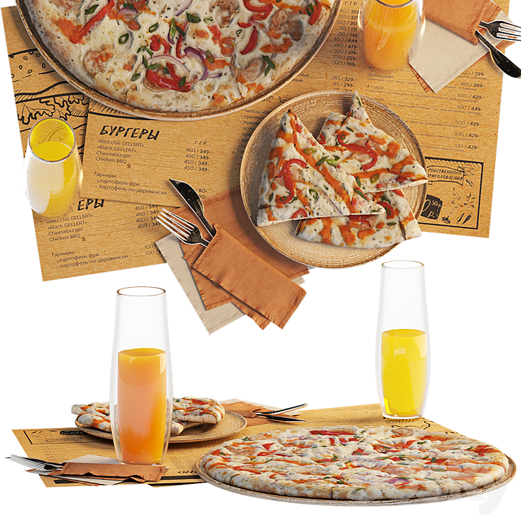 Set pizzeria - Food and drinks - 3D model