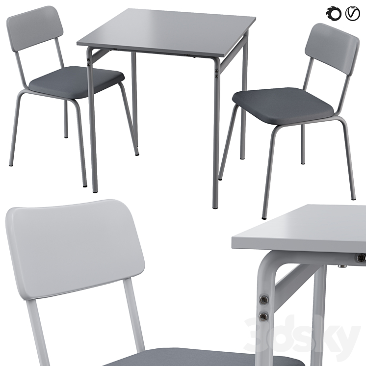 IKEA GRASALA - Table + Chair - 3D model