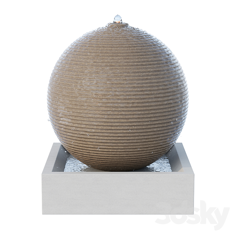 Ribbed Sphere Fountain - Urban environment - 3D model
