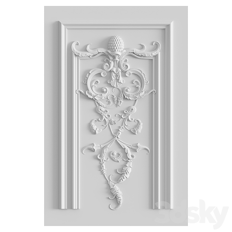 Mortise mullion No. 110 - Decorative plaster - 3D model