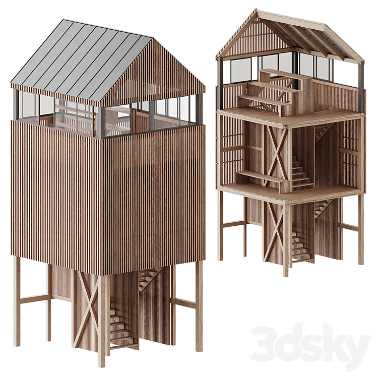 Wooden observation tower - Building - 3D model