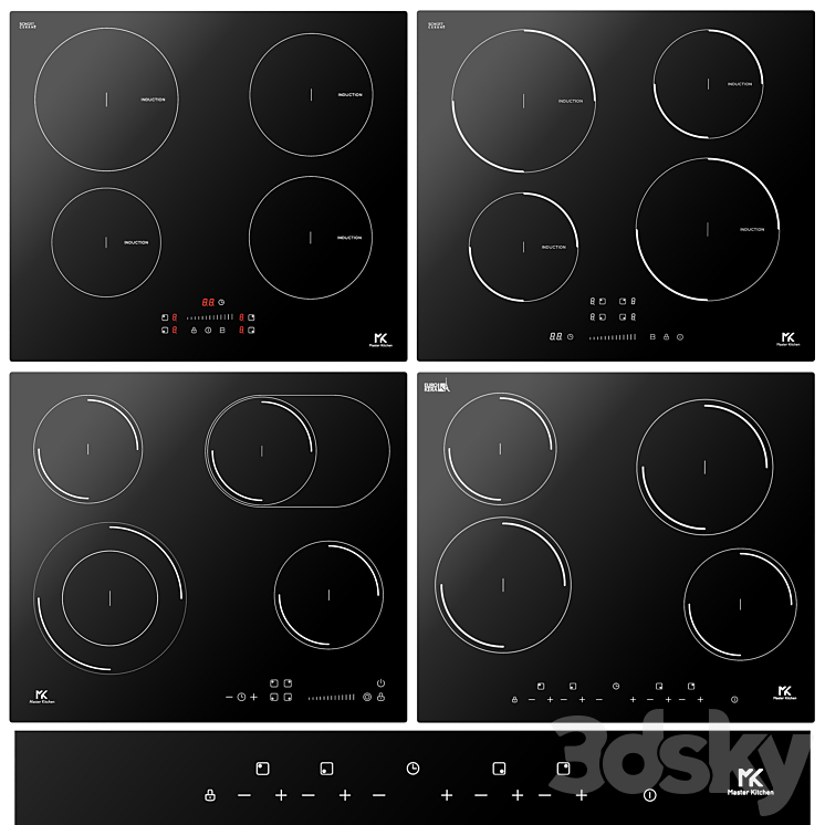 Master Kitchen Induction hobs Set 01 - Kitchen appliance - 3D model