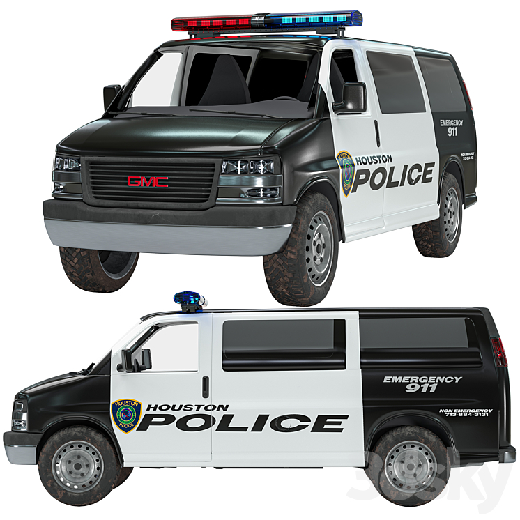 911 Houston Police Car Van - Transport - 3D model