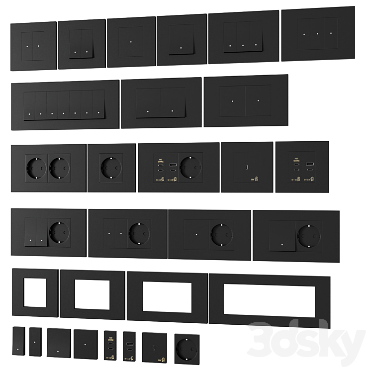 Frame Socket Switches Vimar Linea Miscellaneous 3d Model