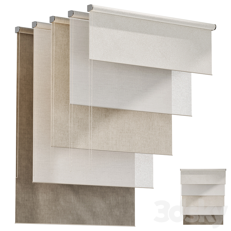 Roller blinds Curtains, Roller blinds - Curtain - 3D model