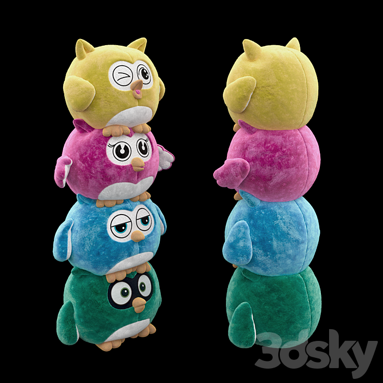 Set of soft toys Owls Toys Owls - Toy - 3D model