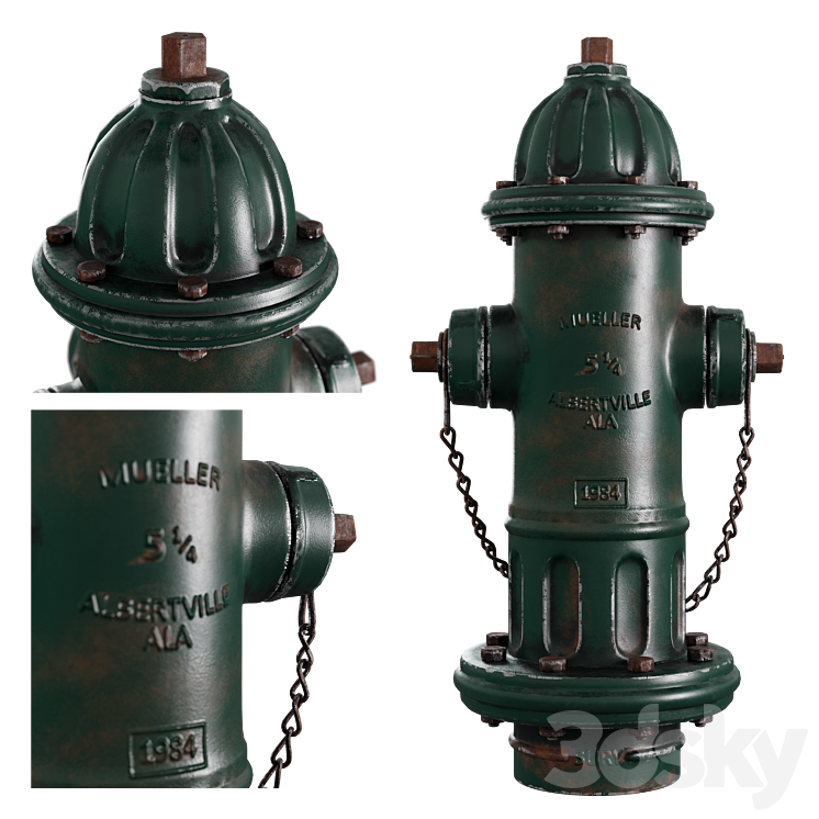 Mueller Fire Hydrant - Urban environment - 3D model