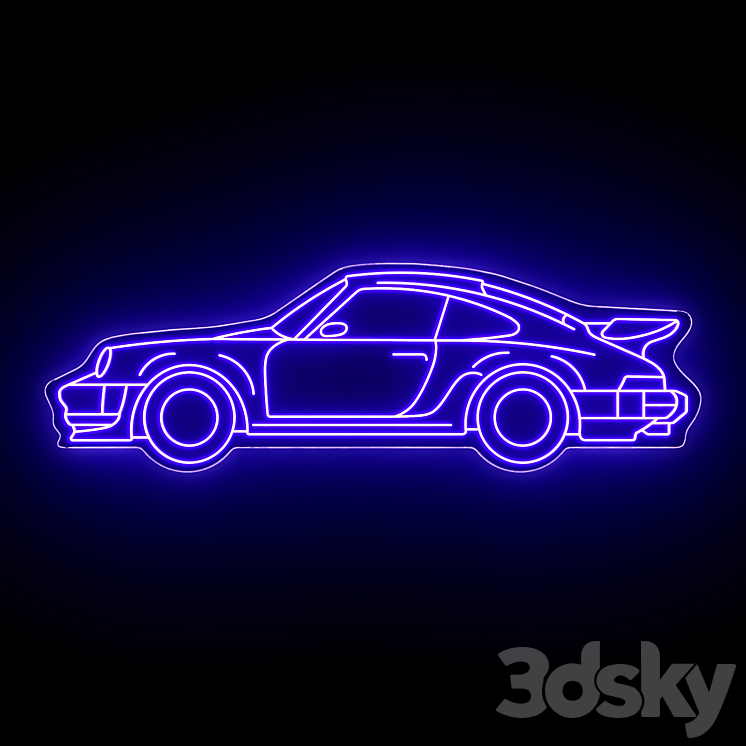 Porsche 911 Turbo Neon Sign - Neon - 3D model