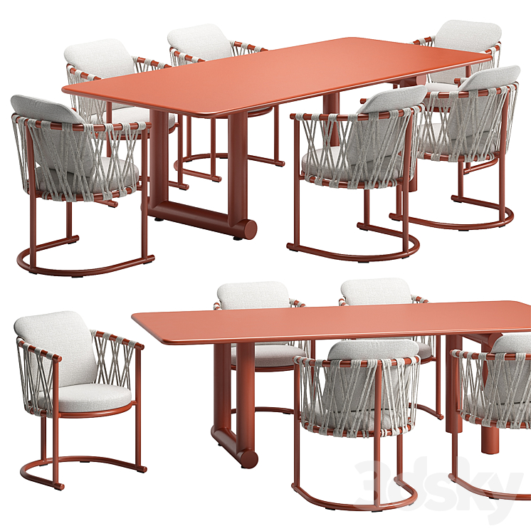 Cassina Trampoline Dining Set - Table + Chair - 3D model