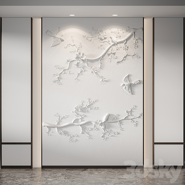 Bas-relief Branches Birds - Other decorative objects - 3D model