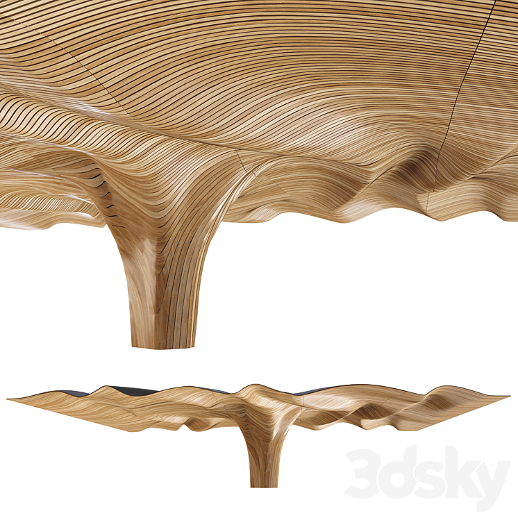 Wavy ceiling with bentwood column - Other decorative objects - 3D model