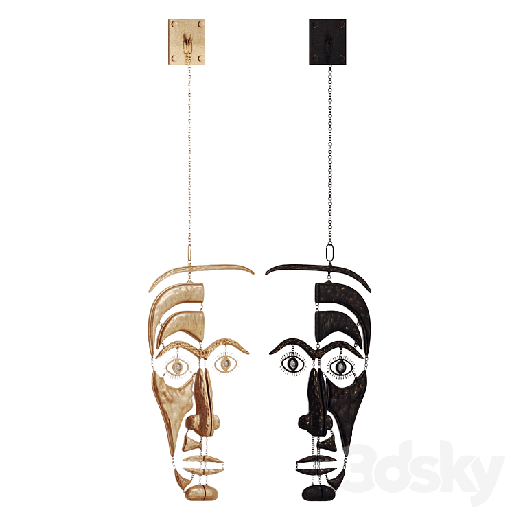 Movable face on the wall - Sculpture - 3D model