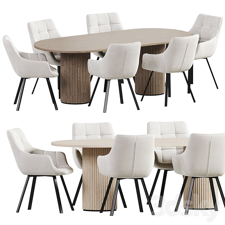 Dining Set 265 - Table + Chair - 3D model