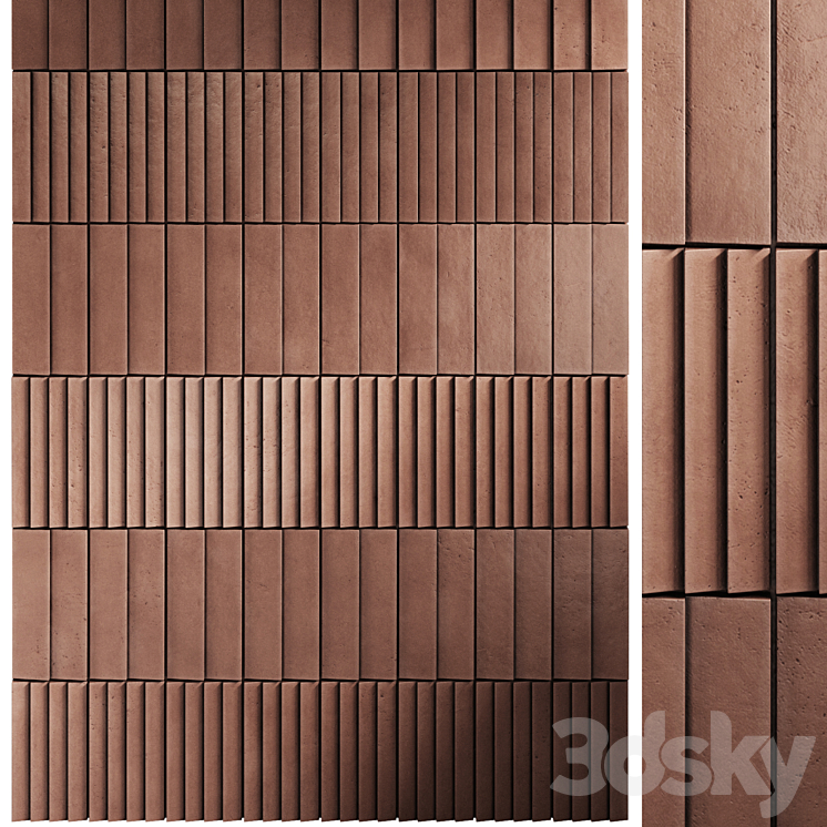 Terracotta Clay Tiles Wall Panel 1 - Other decorative objects - 3D model