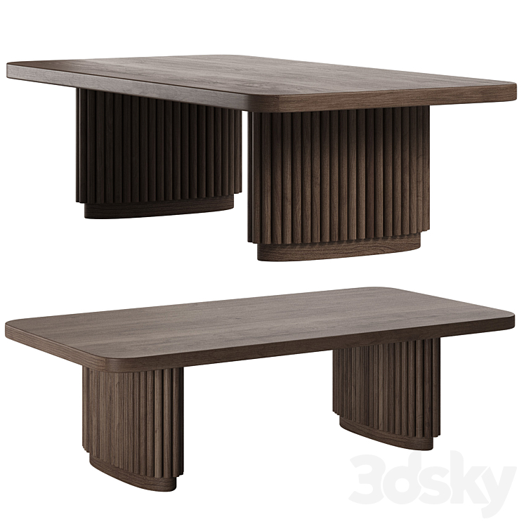 Ridged Base Coffee Table - Table - 3D model