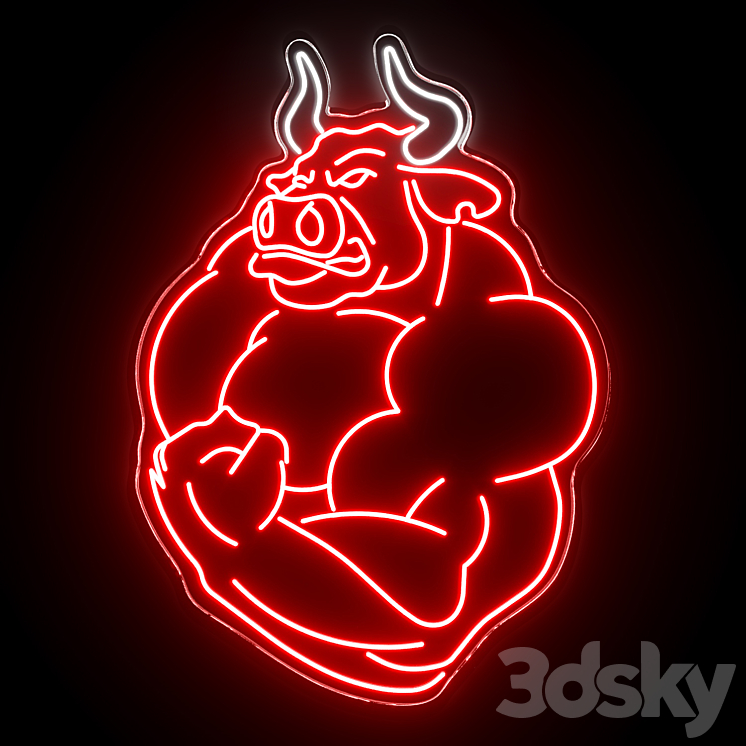 Bull Neon Sign - Neon - 3D model