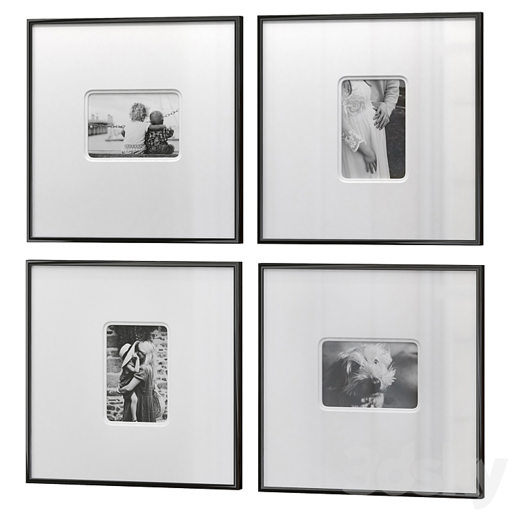 Wall frames with photos in passe-partout - Frame - 3D model